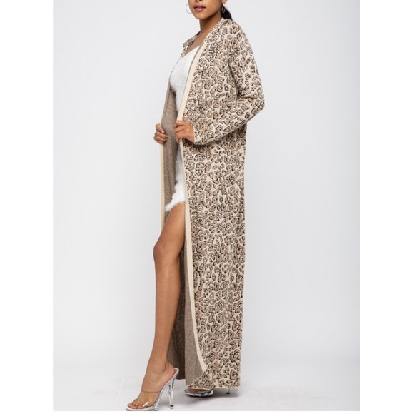 Sweaters | Leopard Print Long Maxi Cardigan Sweater Duster | Poshmark